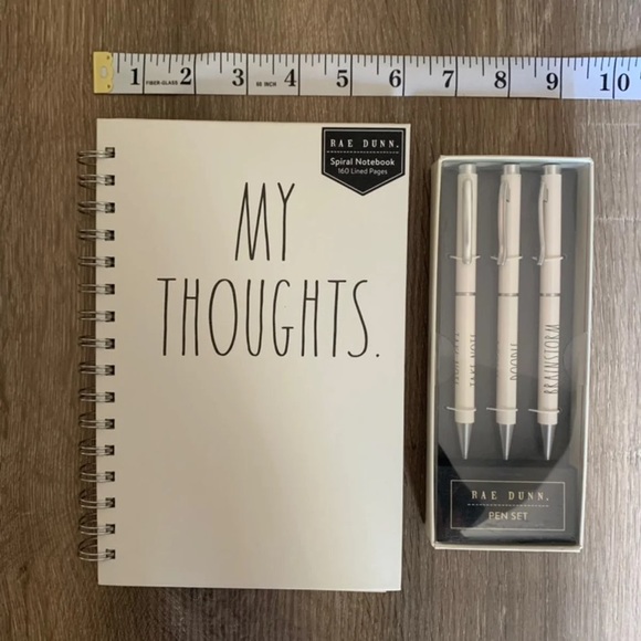 Rae Dunn | Office | Rae Dunn Small Spiral Notebook And Pens | Poshmark